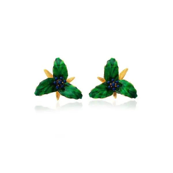 MILOU JEWELRY Lily Flower Stud Earrings - Green