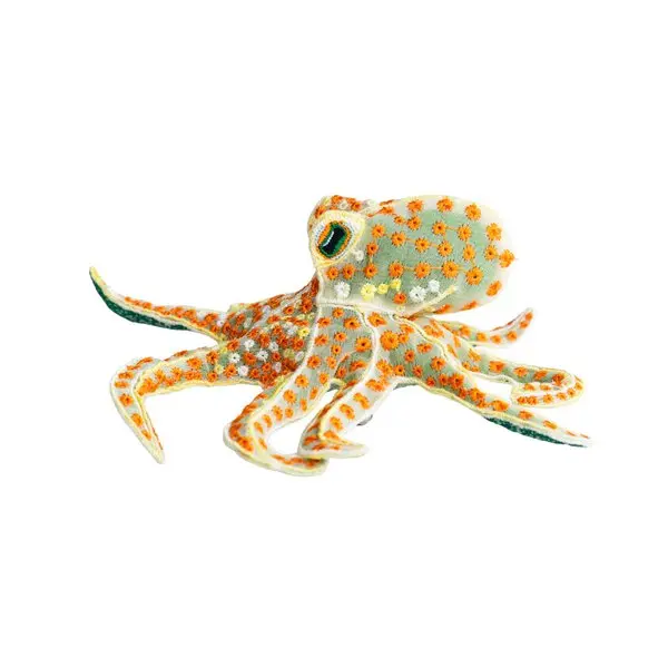 NANA WATANABE Flora Octopus Embroidered Brooch - Orange