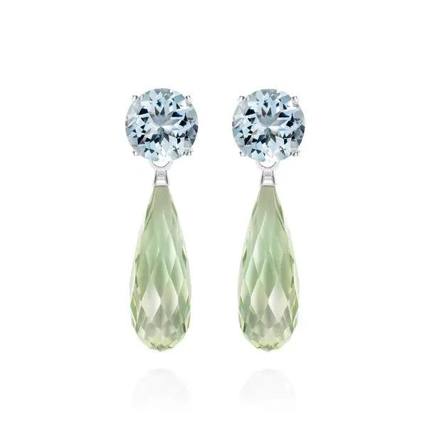 AUGUSTINE JEWELS Green Amethyst And Aquamarine Drop Earrings - Silver/blue/green