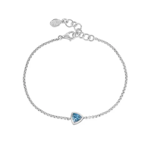 DOWER & HALL Sterling Silver Blue Topaz Trillion Chain Bracelet - Silver/blue