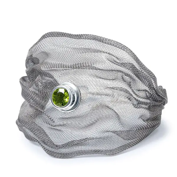 GERMAN KABIRSKI Amiya Silver And Titanium Mesh Bracelet With Peridot - Silver/green