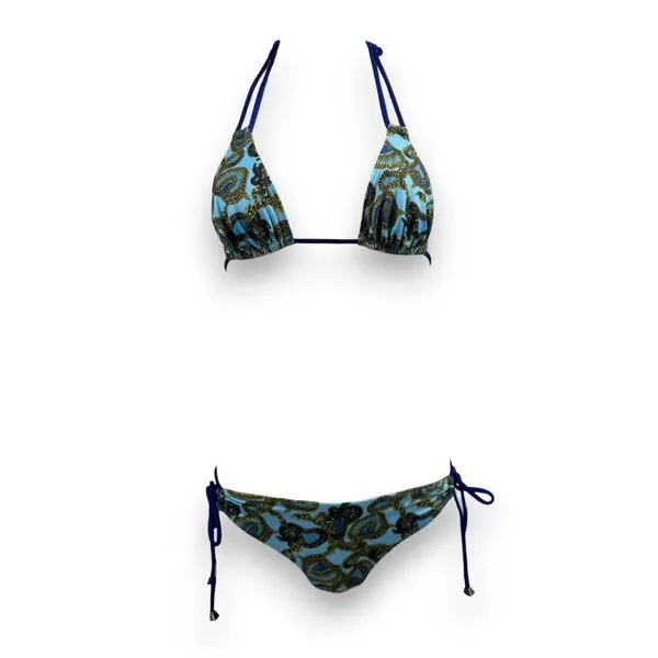 MONZLAPUR NEW YORK Serpent Print Bikini - Green/blue