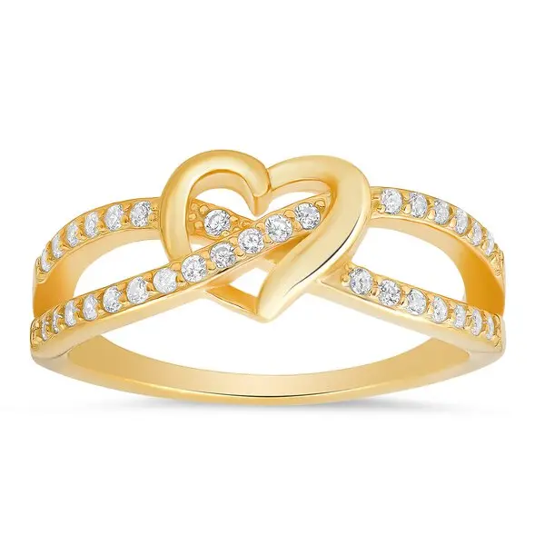 KYLIE HARPER Swirl Heart Diamond Cz Ring - Gold
