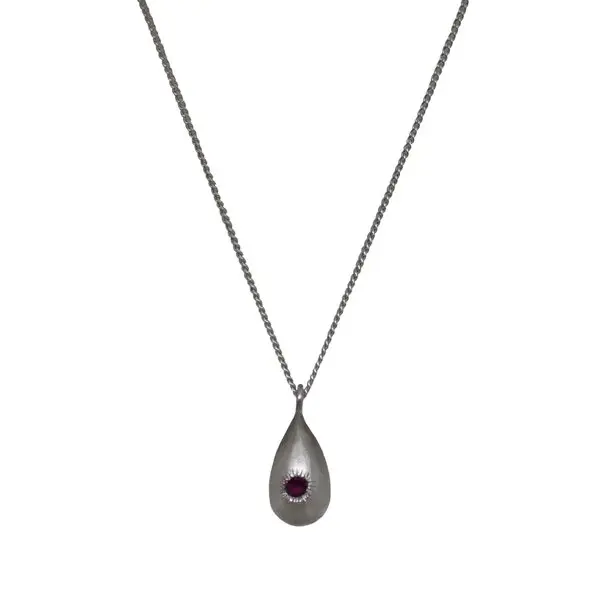 PUNCHI Ruby Droplet Necklace - Red