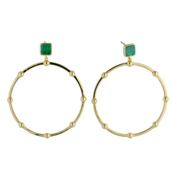 BERMUDA WATCH COMPANY Annie Apple Malachite And Vermeil Hoop Earrings - Gray/green/yellow