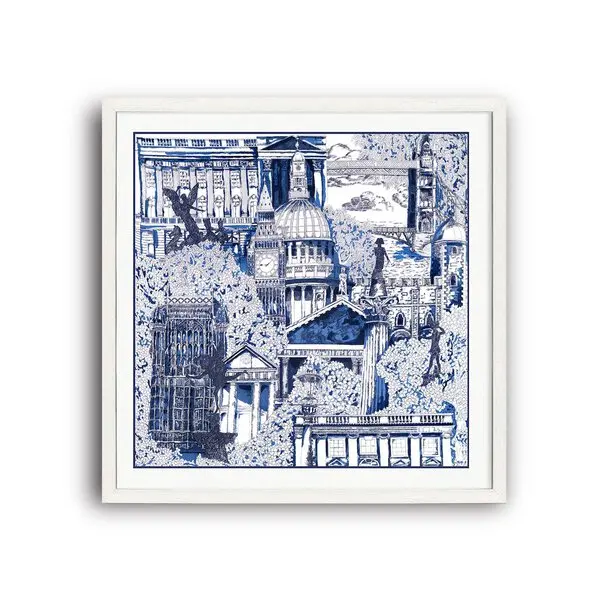 RICHARD ALLAN LONDON Blue / White Blue London Art Print - Blue/white