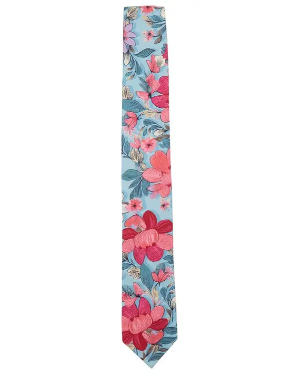 LORDS OF HARLECH Taddeo Catalan Floral Neck Tie - Blue