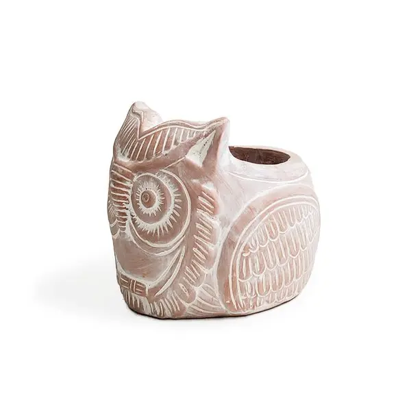 KORISSA Neutrals Terracotta Pot Horned Owl - Orange