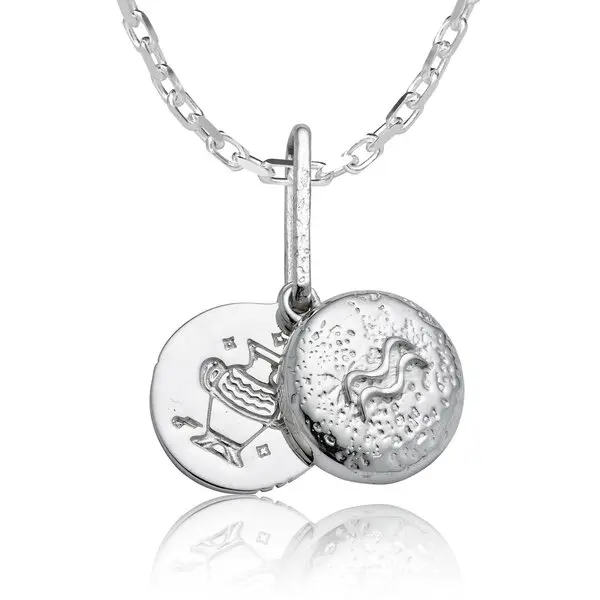 CARTOGRAPHY Aquarius Zodiac Locket Necklace - Silver