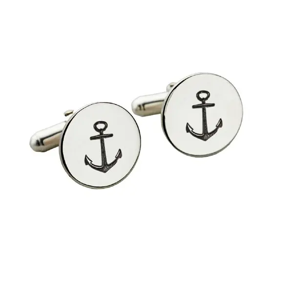 POSH TOTTY DESIGNS Anchor Disc Cufflinks - Silver
