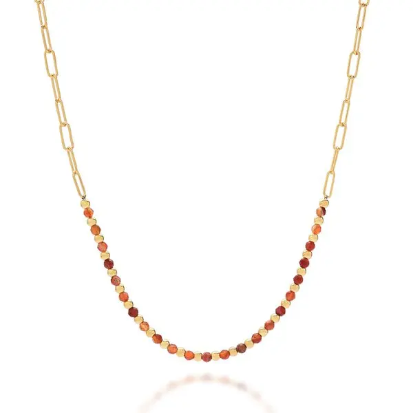 NELLOU JEWELLERY Carnelian Gemstone Necklace - Yellow