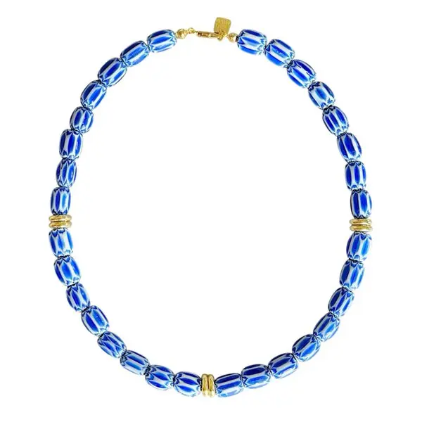 FIRERA ATELIER African Glass Bead Necklace - Blue