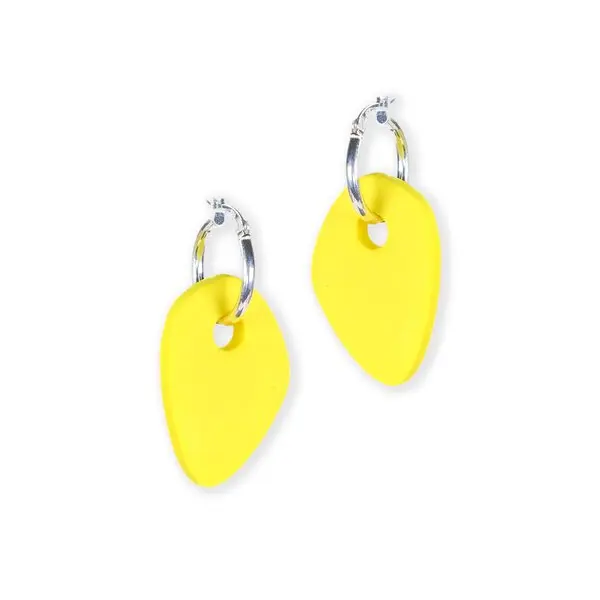 BY CHAVELLI Modern Art Drop Hoop Earrings - Yellow
