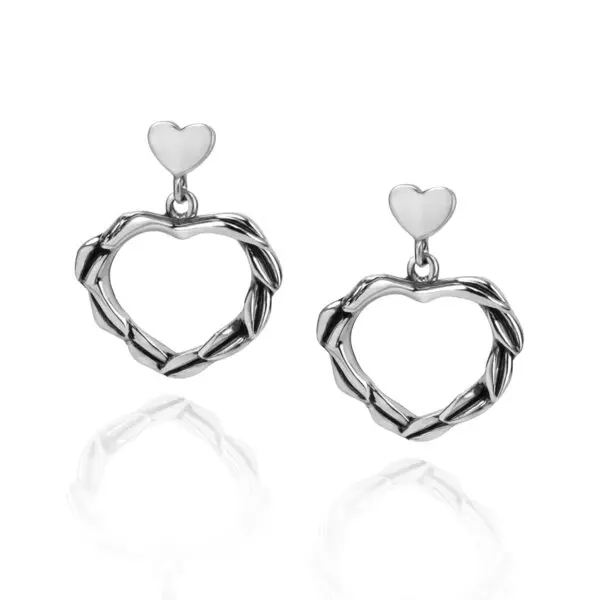 UNALOE Sterling Heart Drop Earrings - Silver