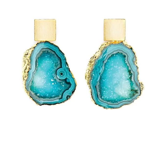 MAGPIE ROSE Aquamarine Rocks In The Sky Earrings - Green