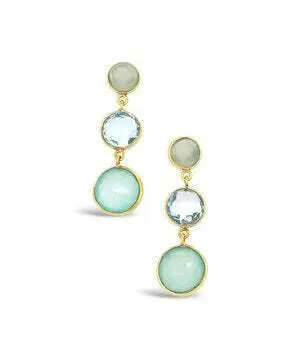 GEM BAZAAR JEWELLERY Gemstone Drop Earrings - Blue/gold