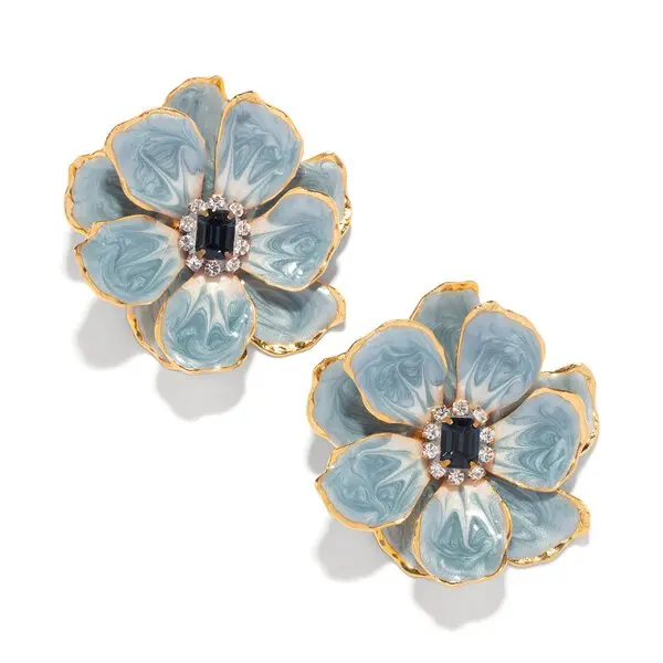 THE PINK REEF Floral Jewel Box Earrings - Blue