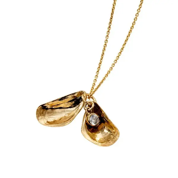 POSH TOTTY DESIGNS Mussel Shell Cz Diamond Necklace - Gold