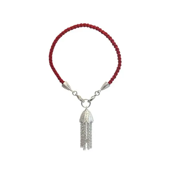 RIZE Tasseled Charm Bracelet - Silver/red