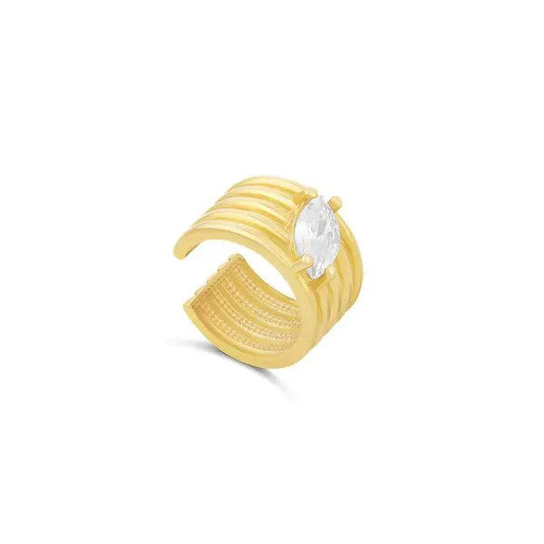 SHYMI Fluted Marquise Stone Ear Cuff - Gold