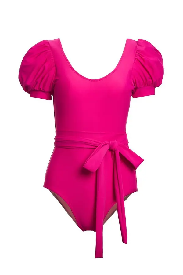 PAOLA AMADOR One Piece Swimsuit With Sleeves And Belt - Pink