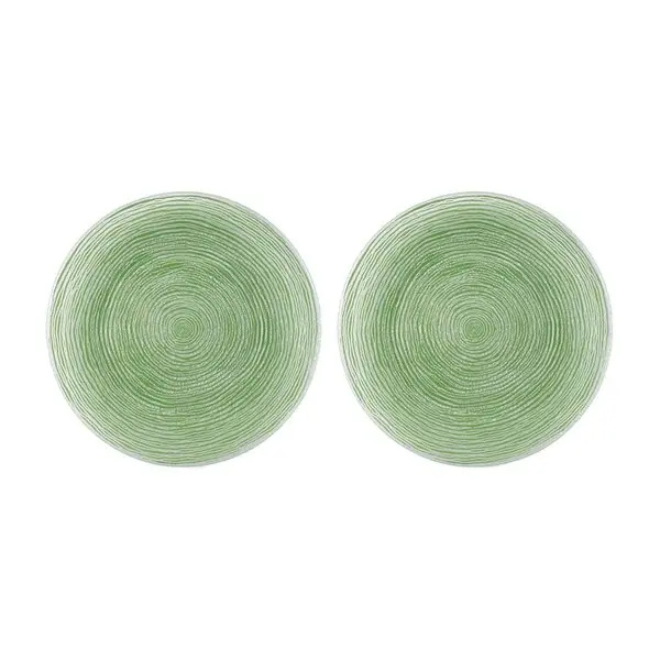 Turgla Home Glass Dinnerware Round Glass Plate Set Of Two - Green