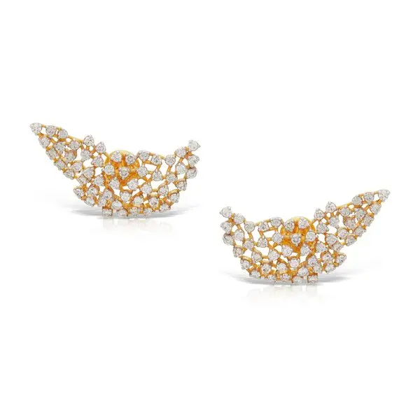 DHWANI BANSAL Astra Gold And Diamond Ear Studs - Gold/white