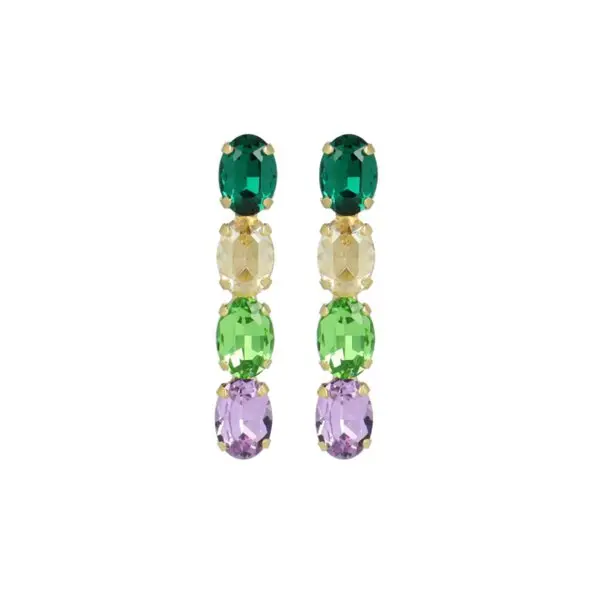 LOTT. GIOIELLI Oval Waterfall Multi Stone Drop Earrings - Green