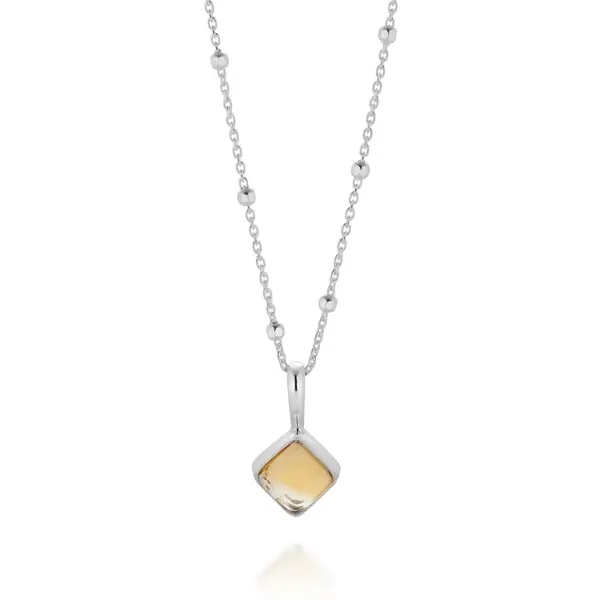 NELLOU JEWELLERY Diamond Citrine Sterling Necklace - Silver