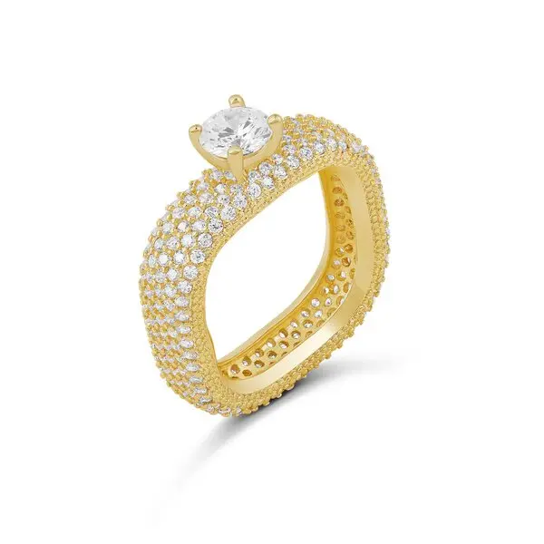 SHYMI Pave Statement Ring With Center Stone - Gold