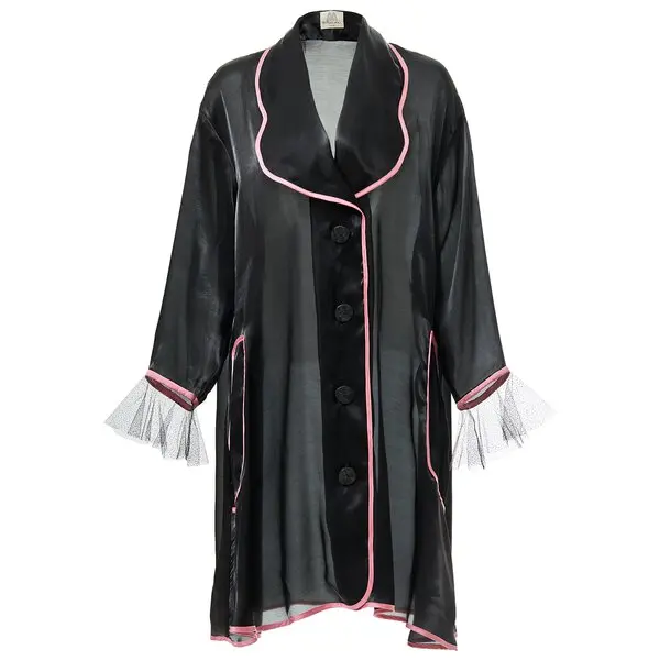 BY MOUMI Two Times Midi Jacket In Liquid Organdie - Black