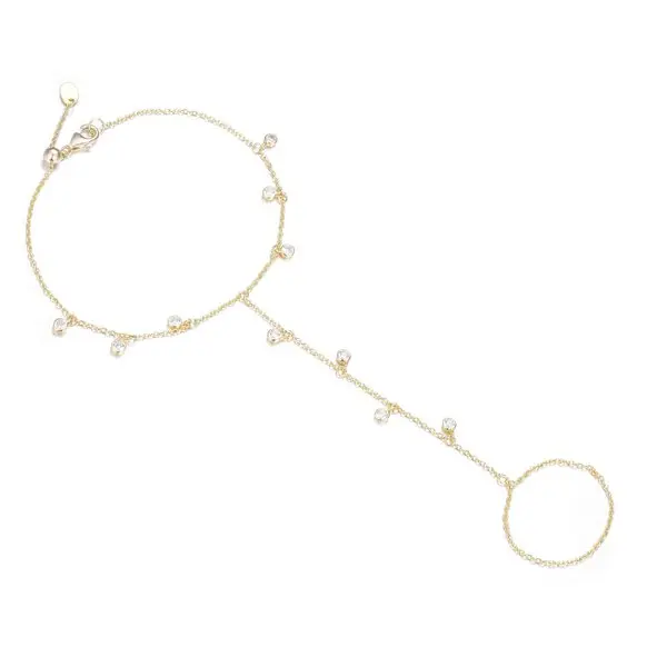 KAMARIA Raindrop Hand Chain Bracelet With Crystals - Gold