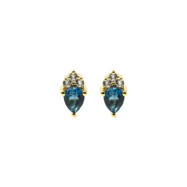 NASI SILVER Pear Drop Atarah Stud Earrings - Blue