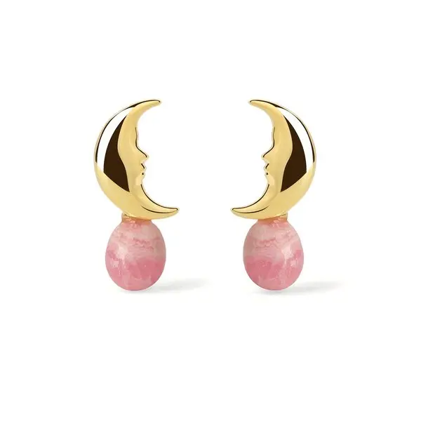 FREQNC ATELIER Moon Earrings With Rhodochrosite - Red