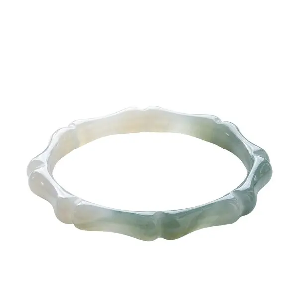SEREE Bamboo Shaped Jade Stone Bangle - Blue