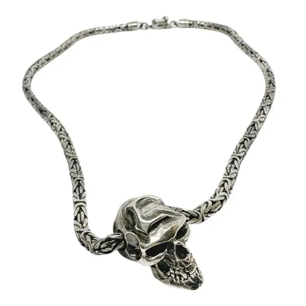 TG-JEWELLERY BY TAMARA GERVASIO Sterling Silver Skull Pendant Necklace - Silver/black