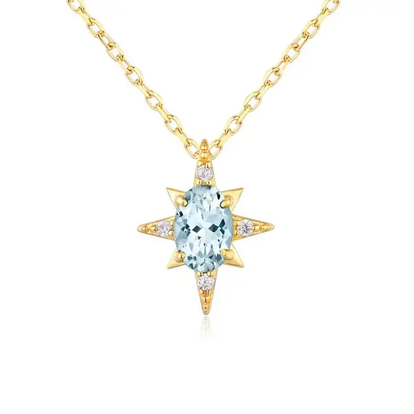 AZURA JEWELRY NEW YORK Ocean Star Sky Blue Topaz Necklace - Gold