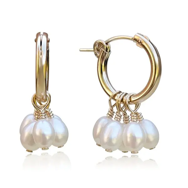 KIRI & BELLE Harlow Pearl Cluster Hoop Earrings - Gold