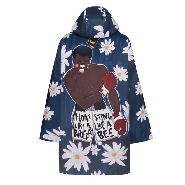 KING NAKED Like A Butterfly Oversized Raincoat - Blue/white