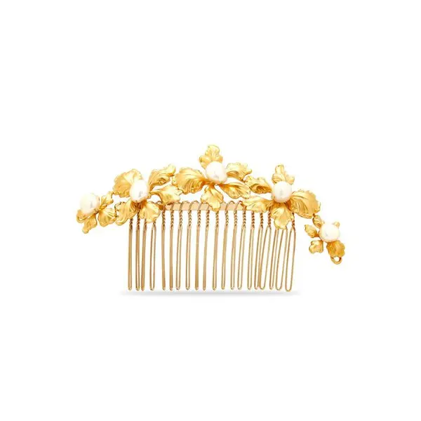 STEPHANIE BROWNE AUSTRALIA Orchid Road Pearl Comb - Gold