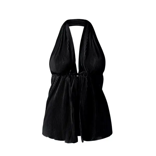 SYLKI Plisse Halter Top