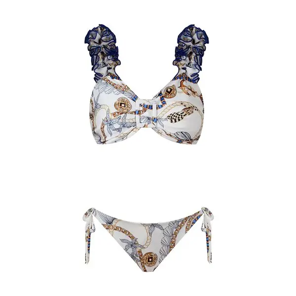 NUR KARAATA Lily Tropezienne Short Waist Bikini Set - White