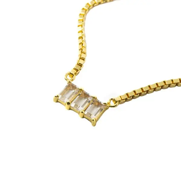 NASI SILVER Kadima Baguette Necklace - White