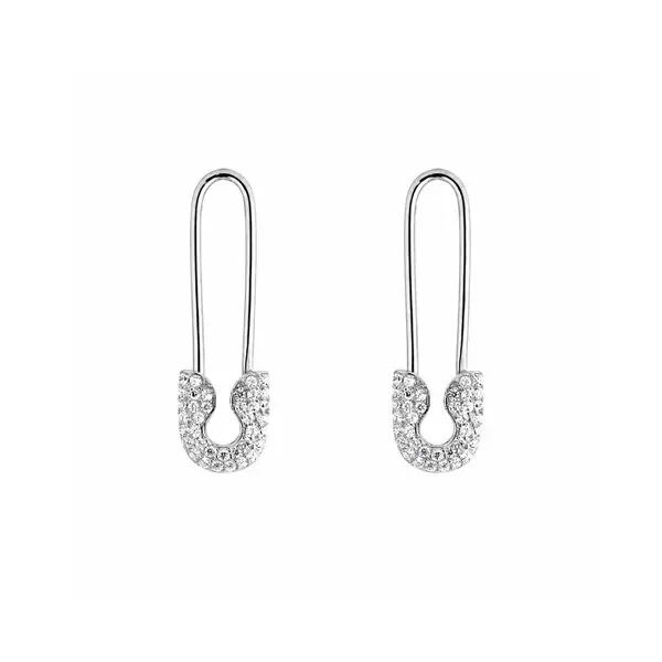 SPERO LONDON Pave Safety Pin Jewelled Sterling Earrings - Silver