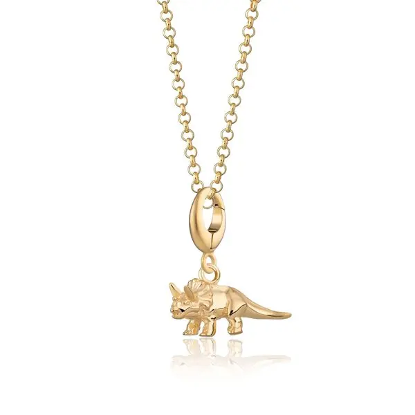 LILY CHARMED Plated Triceratops Dinosaur Charm Necklace - Gold