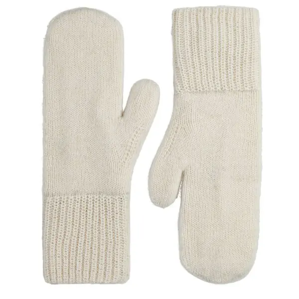 ALPACA LOCA Knitted Mittens - White