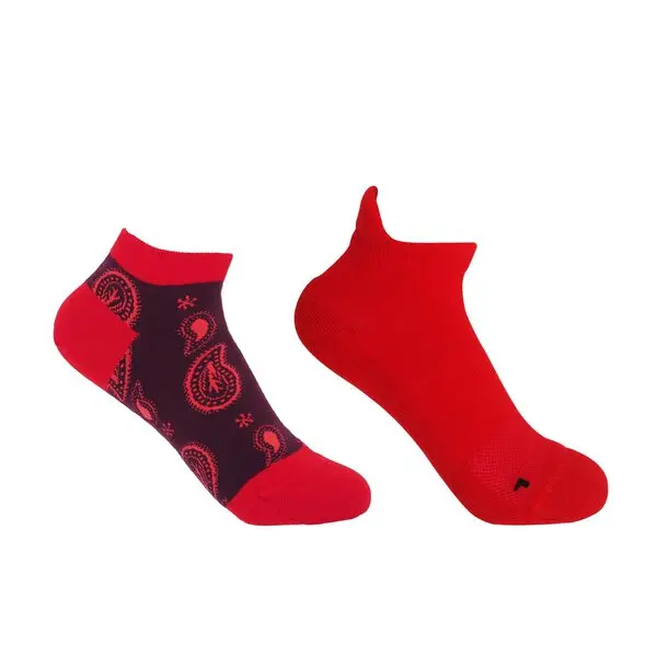 PEPER HAROW - MADE IN ENGLAND Paisley & Organic Sport Trainer Socks Bundle - Red