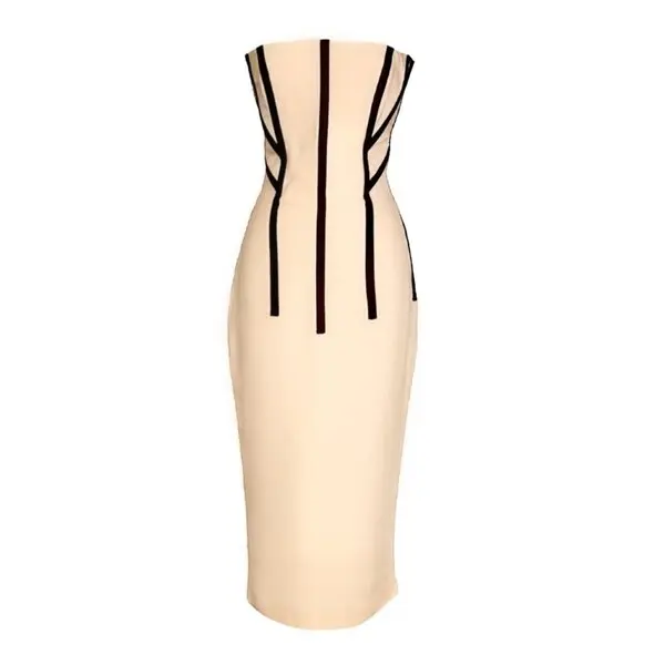 JANE GALA Striped Midi Dress - Red