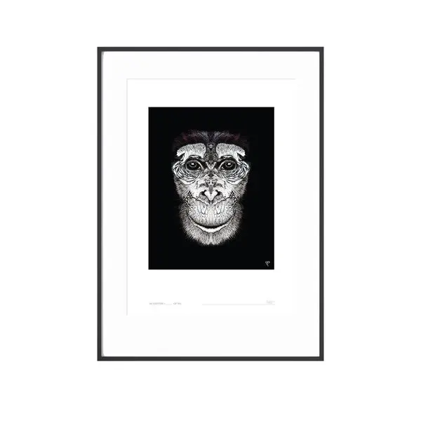 CURIOSITY SNUG Curious Creatures Series Chimp Champ Print - Black