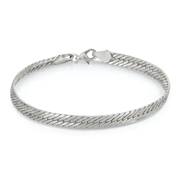 GLAMROCKS JEWELRY Thin Herringbone Bracelet - Silver